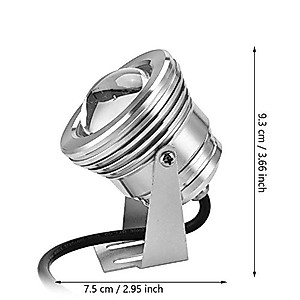 Omabeta 12V 10W RGB Waterproof Aquarium LED Spotlight Lamp Submersible Spotlight Led Light Underwater Spotlight Night Light Lamp for Fish Tank Pool Garden Underwater Black 7.5x9.3 cm(Silver)
