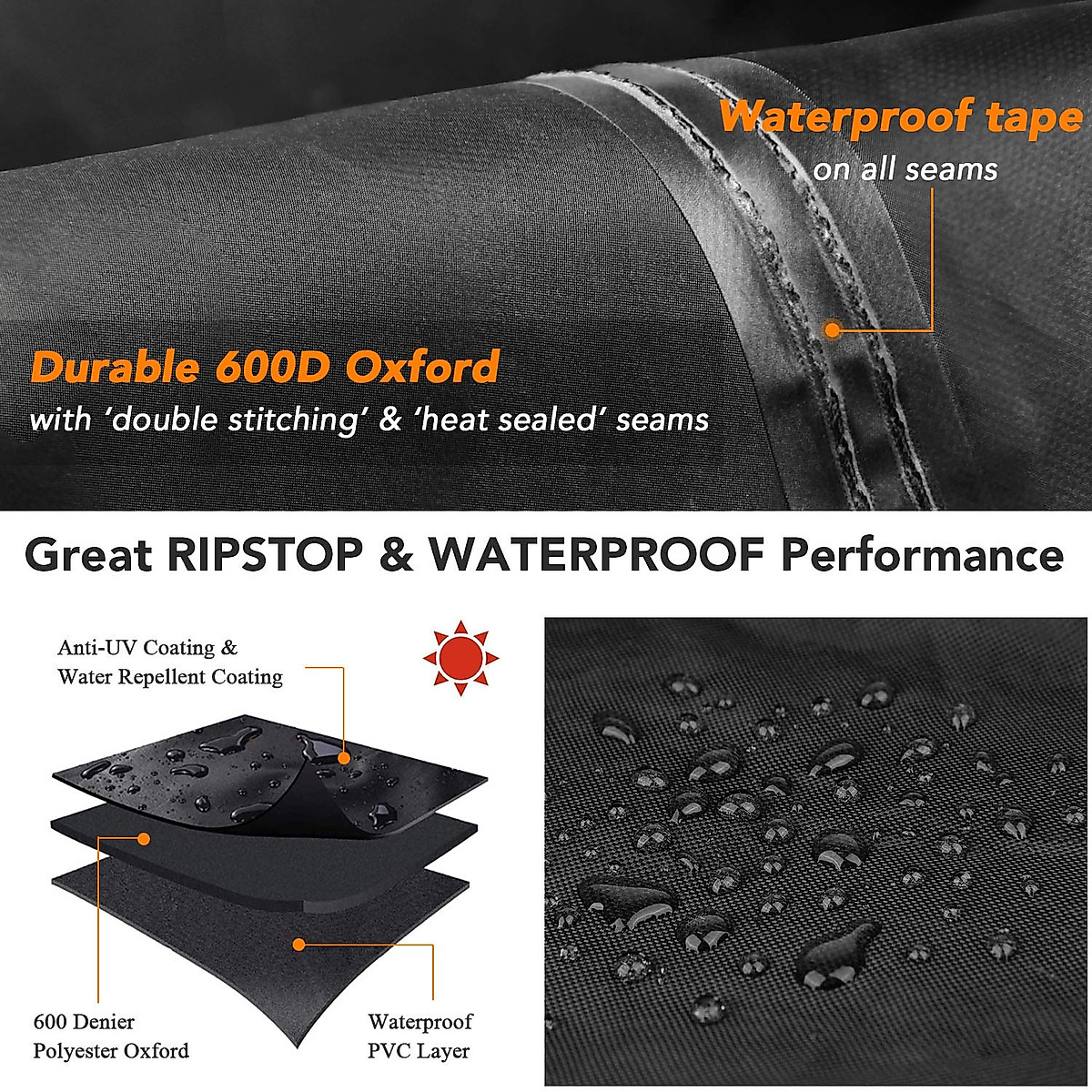 Taufey Patio Bench Loveseat Cover, Heavy Duty and 100% Waterproof Outdoor Sofa Cover, Lawn Patio Furniture Covers with Air Vent - Medium(Standard), Black