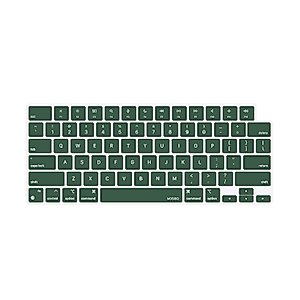 MOSISO Keyboard Cover Skin Compatible with MacBook Air 15 inch M3 A3114 M2 A2941/Air 13.6 A3113 A2681/Pro 14/16 M4 M3 M2 M1, Peacock Green
