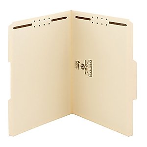 Smead Fastener File Folder, 2 Fasteners, Reinforced 1/3-Cut Tab, Letter Size, Manila, 50 per Box (14537)