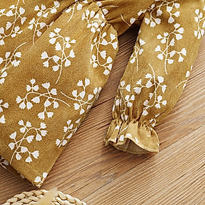 Newborn Baby Girl Fall Winter Corduroy Dress Ruffle Long Sleeve Floral Dresses Infant Flower Clothes (Brown, 0-3 Months)