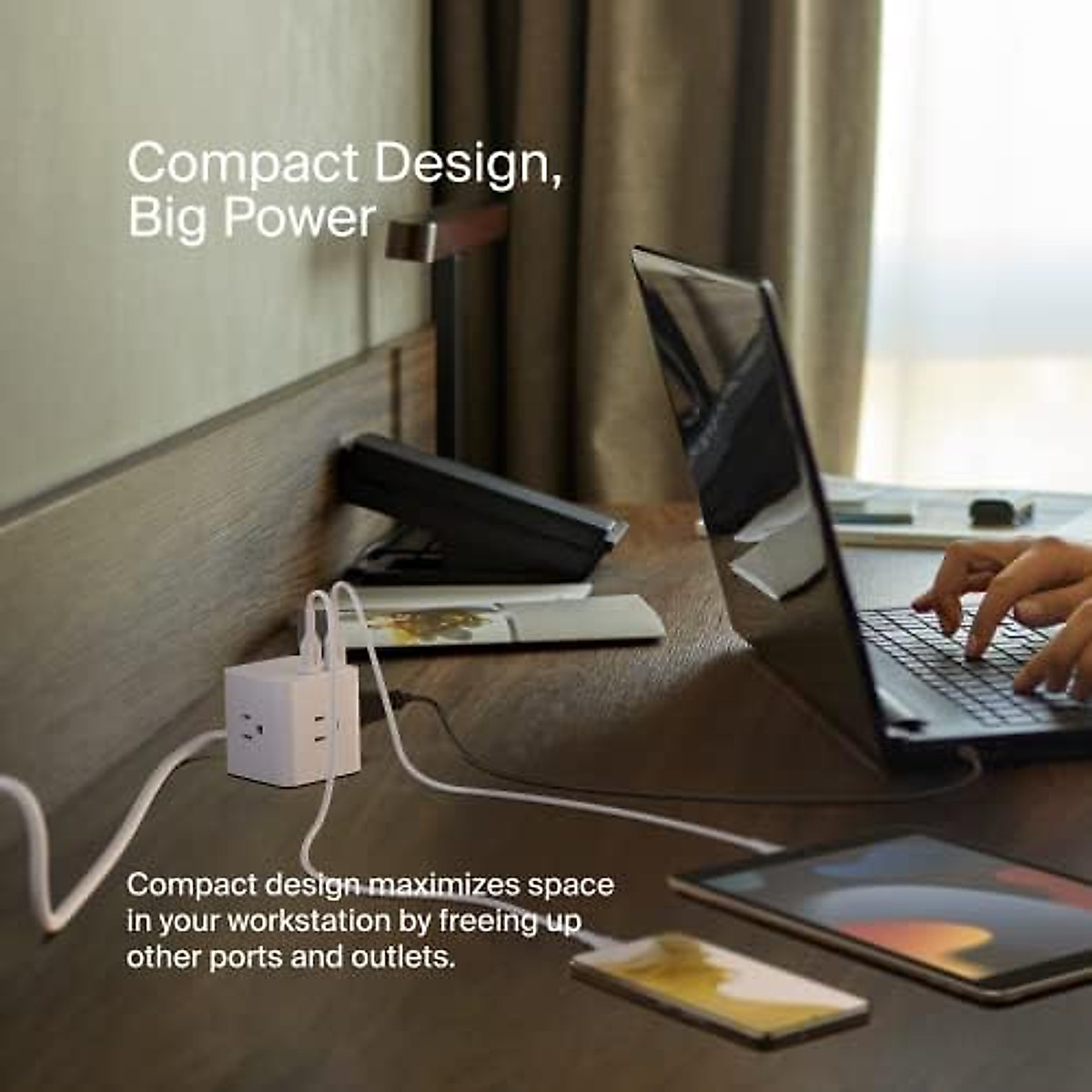 Belkin 6-Outlet Power Cube w/ 3 AC Outlets, 3 USB-A Ports, & 5ft Sturdy Extension Cord - Convenient Compact Cube for Home, Office, Travel, Desktop, & Phone Charger - 4.5 Amps