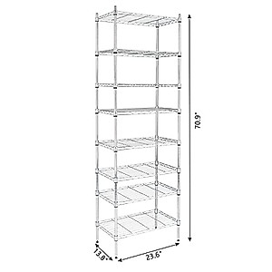 KOIECETA 8-Tier Wire Shelving Unit Adjustable Steel Wire Rack Chrome