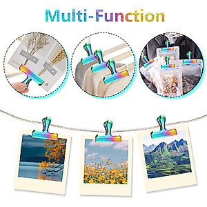 BENBO 8 Packs Stainless Steel Bag Clips, Heavy Duty Metal Bag Clips Food Clip Strong Snack Clips Tightly Seals Chip Coffee Bread Cereal Bags Clips for Home Kitchen Office Camping, 2 Sizes (Colorful)