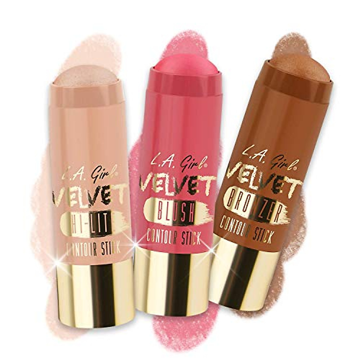 L.A. Girl Velvet Contour Sticks, Bronzer Suede, 0.2 Ounce (Pack of 3)