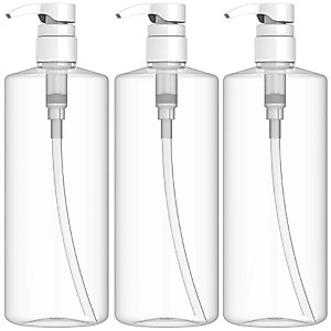 EZPRO USA Empty Shampoo Pump Bottles 32 oz BPA Free, Food Safe, PET Clear Plastic Cylinder Refillable Bottle, Wide Mouth 32mm, for Lotions, Soaps, Oils, Sauces, DIY Laundry Detergent, 32oz Pack of 3