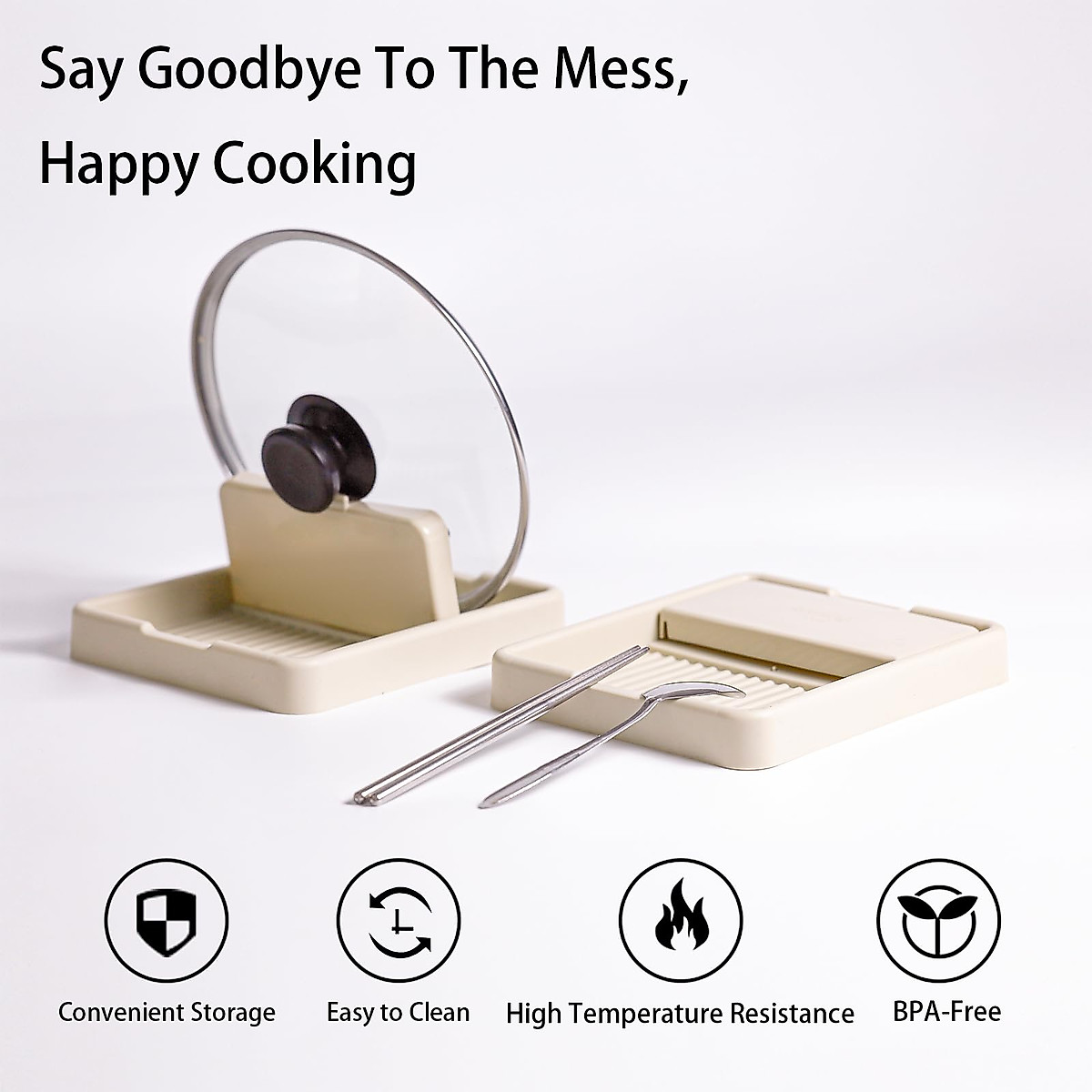 2 Pcs Spoon Holder for Kitchen Counter, Spoon Rest Holder for Stove Top, Spoon Rest with Lid Holder, Cooking Spoon Holder, Spatula Holder for Countertop. Utensil Rest Ladle Holder Kitchen Accessories