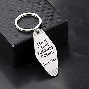 MYOSPARK Lock Your Fucking Doors Hotel Motel Keychain My Favorite Murder SSDGM Motel Style Keychain SSDGM True Crime Gift (Lock Doors Hotel KC)