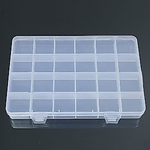 lightclub Transparent 24 Compartments Plastic Box Case Jewelry Bead Storage Container Craft Organizer with Divider and Compartments for Earring,Rings.Necklaces,Bracelet,Anklet 1…