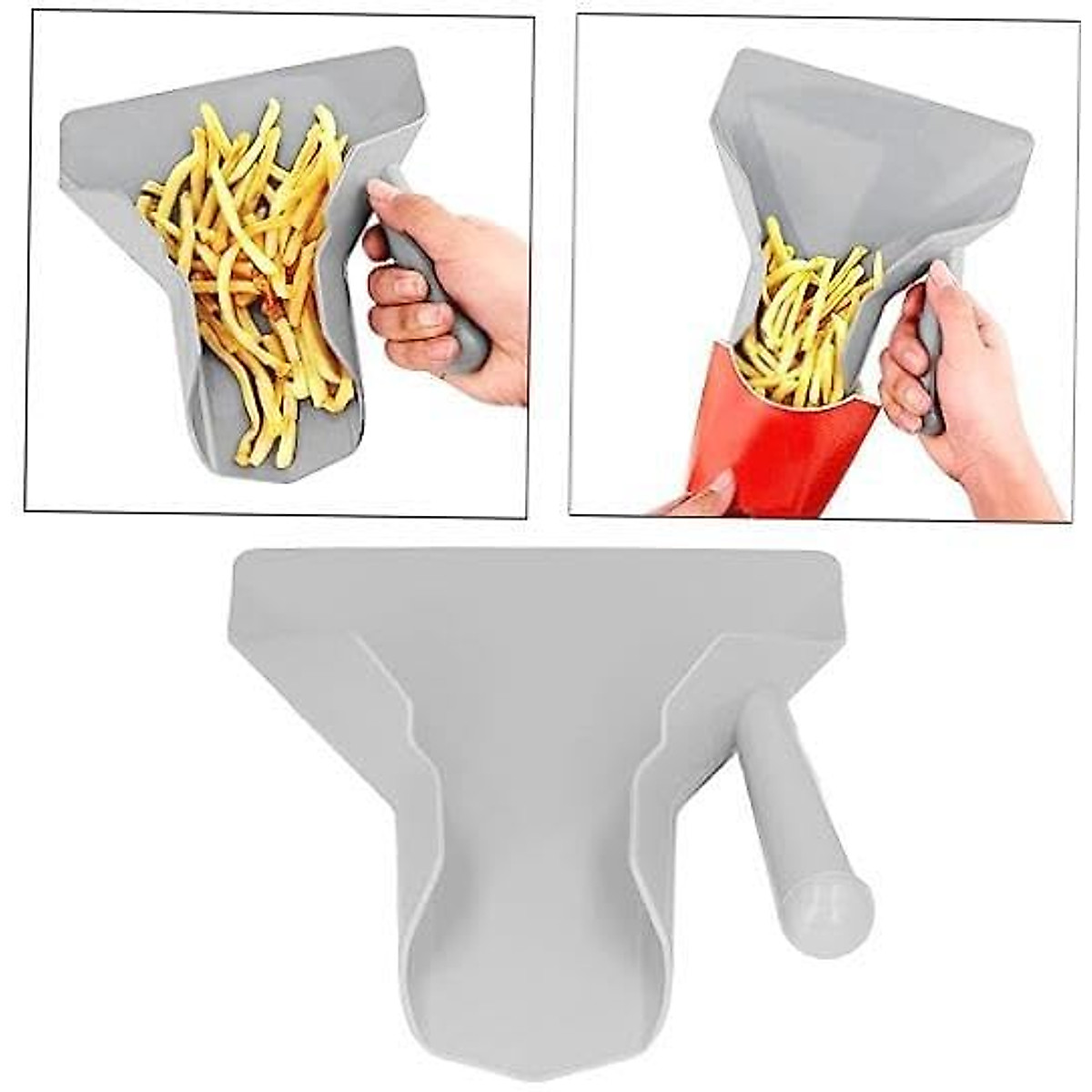 Multipurpose Scooper: Gray French Fry Scoop Chip Popcorn Bagger & Ice Candy Desserts Scoop – Commercial Fry Bagger with Right Handle for Snacks and More