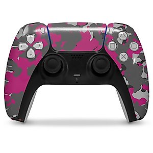 WraptorSkinz Skin Wrap compatible with Sony PS5 DualSense Controller WraptorCamo Old School Camouflage Camo Fuschia Hot Pink (CONTROLLER NOT INCLUDED)