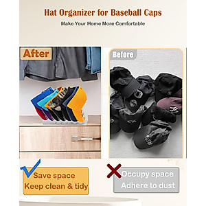 Newest Hat Organizer for Baseball Caps, 2Pcs Hat Racks, No Install Acrylic Hat Stand for 14 Baseball Caps for Bedroom, Closet, Dresser, Hat Holder Display and Organizer for Berets, Duckbill Caps, Etc