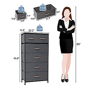 Crestlive Products Vertical Tall Fabric Dressers for Bedroom, Storage Tower - Sturdy Frame, Wood Top & Handles - Organizer Unit for Home Dorm