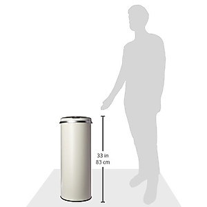 iTouchless 13 Gallon Touchless Sensor Trash Can with Odor Filter System, Round Steel Garbage Bin, Perfect for Home, Kitchen, Office, Alpine White 13 Gal