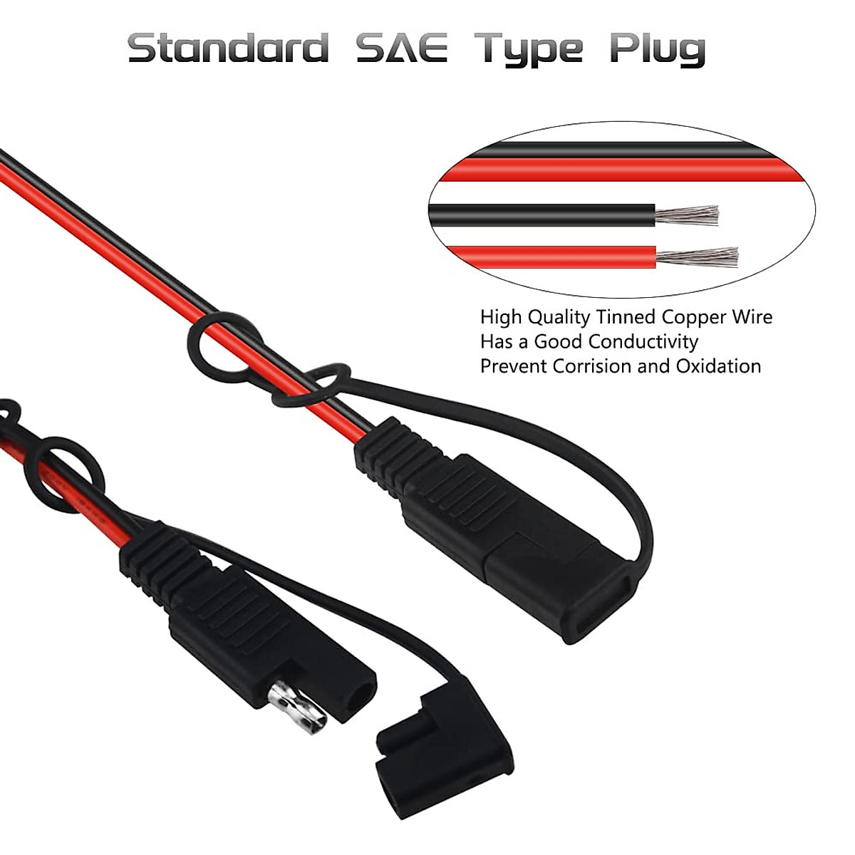 WMYCONGCONG 4 PCS SAE to SAE Extension Cable Quick Disconnect Wire Harness SAE Connector 3.28 Feet, 18 Gauge (3.28Ft)