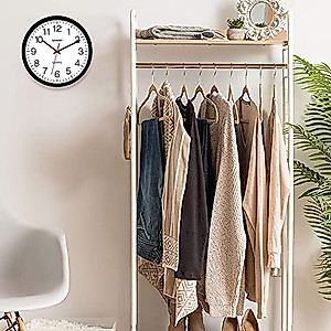 SHARP Wall Clock – Black, Silent Non Ticking 14 Inch Quality Quartz Battery Operated Round Easy to Read Home/Kitchen/Office/Classroom/School Clocks, Sweep Movement