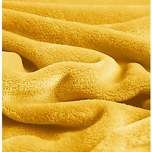 EXQ Home Fleece Blanket Twin Size Yellow Throw Blanket for Couch or Bed - Microfiber Fuzzy Flannel Blanket for Adults
