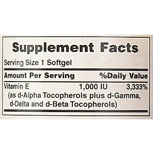 Puritans Pride Mixed Tocopherols Natural- Softgels, Vitamin E, 100 Count