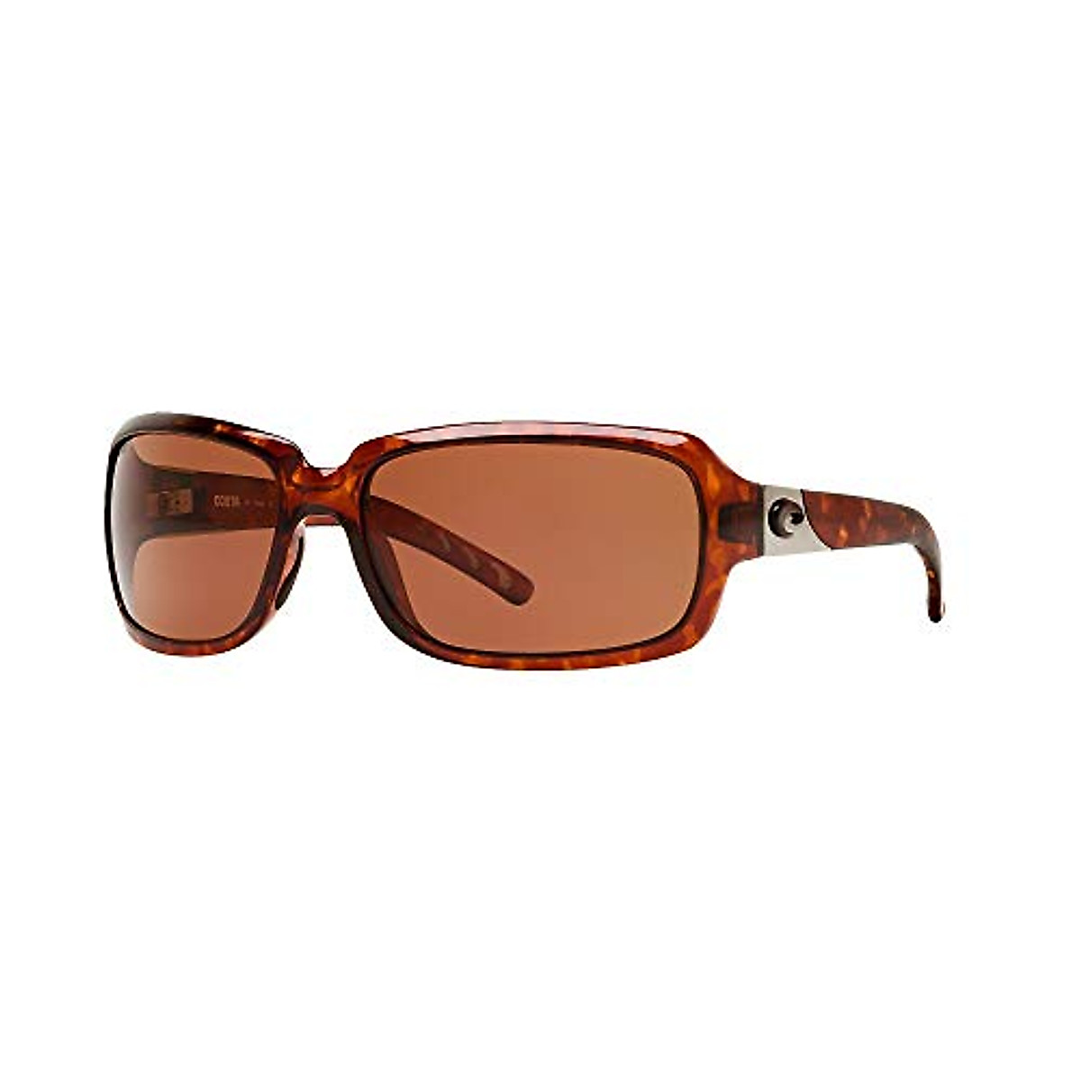 Costa Del Mar Womens Isabela Rectangular Sunglasses, Tortoise/Copper Polarized-580P, 64 mm