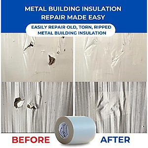 BlueTex Insulationㅤ 6" Wide x 180' Long White Vapor Barrier Seam Tape - 1 Roll Waterproofing and Great for Crawlspaces, Insulation Repair, Underlayment Seams, Metal Building Insulation Seams