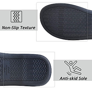 DL Women's Flip Flop Memory Foam Slippers with Cozy Terry Lining Soft Thong Slippers Slip on House Shoes with Indoor Outdoor Arch Support Rubber Sole, Navy, 9-10