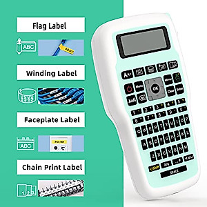 Label KINGDOM Handheld Label Maker Machine with Tape,Portable Label Printer E1000 Labeler for Labeling with AC Adapter,Easy QWERTY Keyboard,for Home,School,Office,Industrial Organization Green