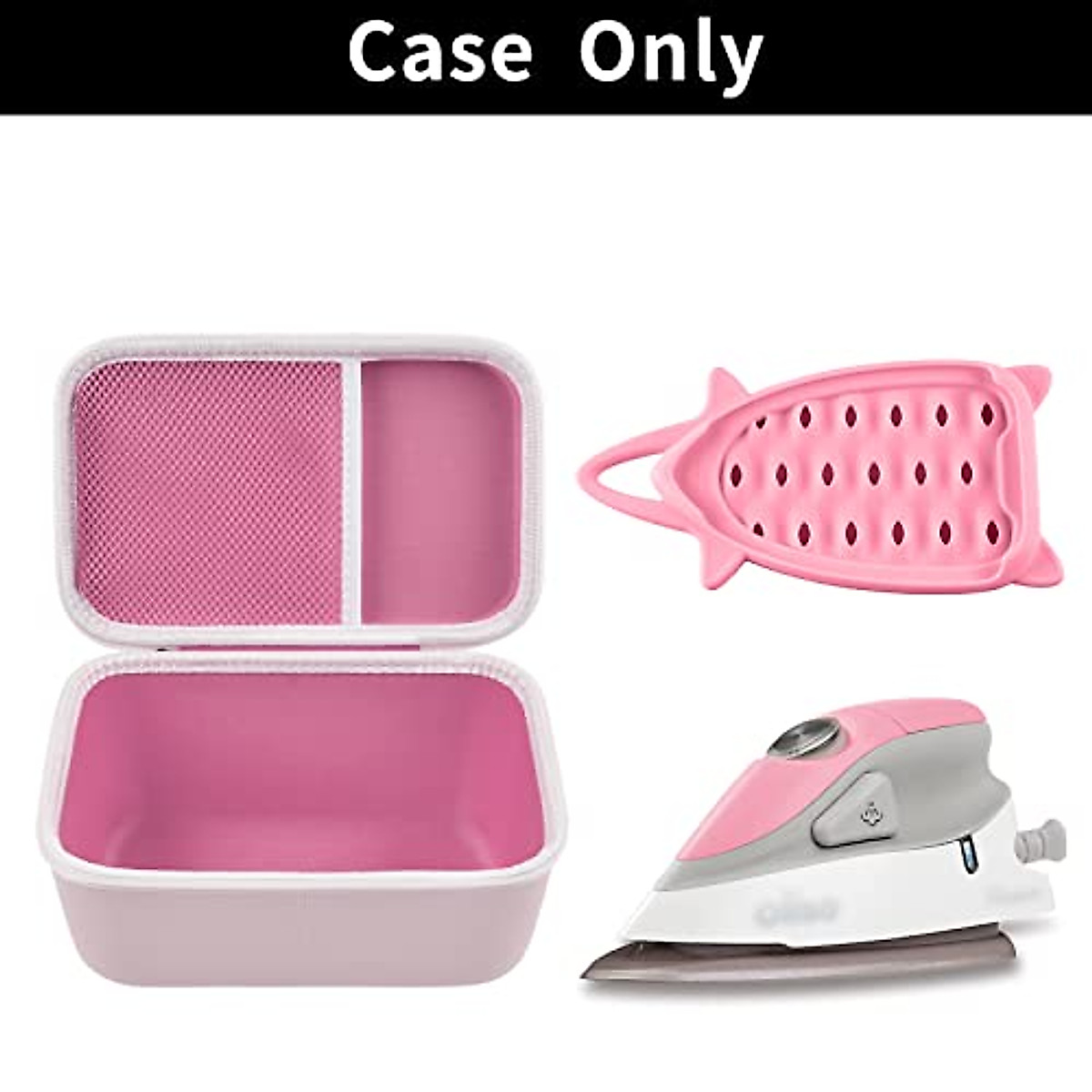 GWCASE Case Compatible with Oliso M2 Pro Mini Project Iron. Travel Irons Carrying Organizer Holder with Mesh Pocket Fits for Solemate and Other Accessories (Box Only)-Pink