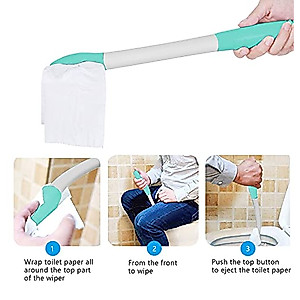 JJHREI Bottom Wiping Aid - Long Reach Comfort Wipe - Self Wipe Assist Toilet Aids Wand - Bathroom Butt Wiper - Ideal Elderly Daily Living Aid for Limited Mobility