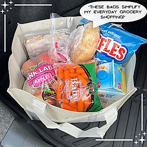 VENO 4 Pack Reusable Grocery Bags w/ Hard Bottom, Heavy-Duty Shopping Bags for Shopping Cart (Beige, 4 Pack)