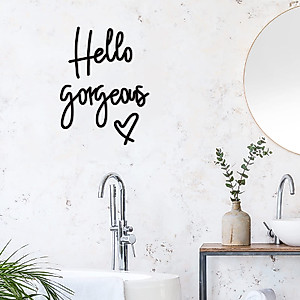 Hello Gorgeous Words Wall Decor 3D Wooden Sign Art for Home Room Office Door Decorations Party Supplies (Black)