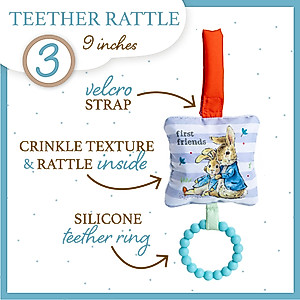 KIDS PREFERRED Beatrix Potter Peter Rabbit Gift Set with Stuffed Animal, Rattle, and Teether