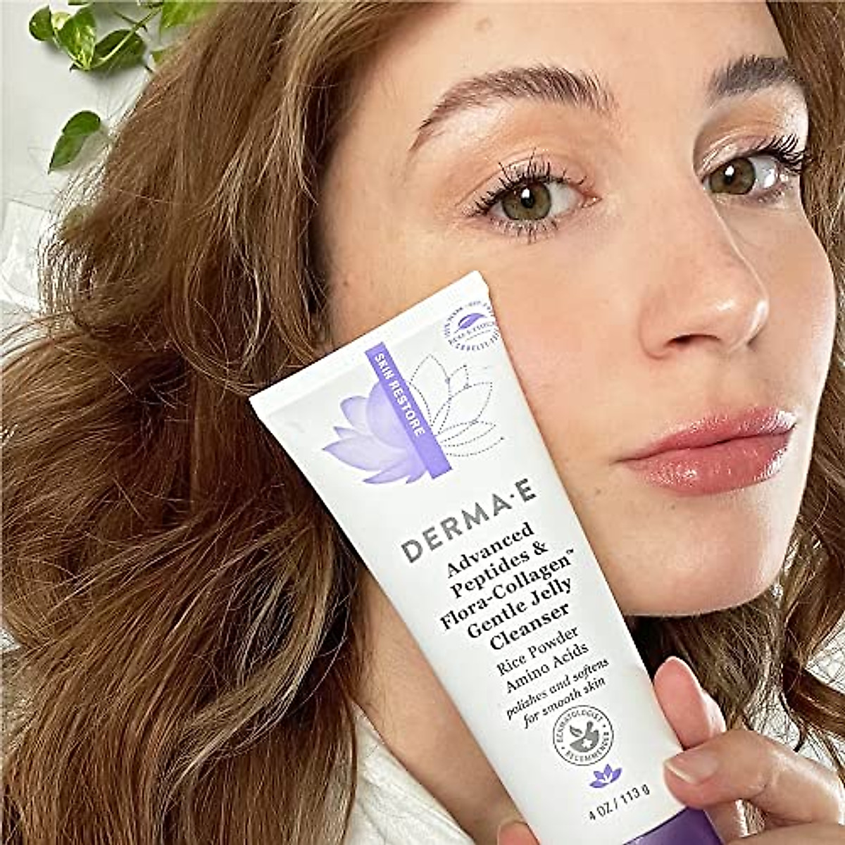 Derma E Advanced Peptides and Flora-Collagen Gentle Jelly Cleanser – Cleansing Face Wash Brightens, Hydrates and Reduces Appearance of Facial Lines and Wrinkles, 4 Oz