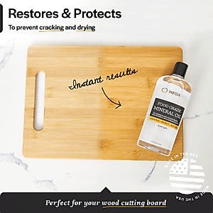 Thirteen Chefs Mineral Oil - 8 oz Food Grade Conditioner for Wood Cutting Board, Countertop & Butcher Block, Lubricant for Knife or Meat Grinder - Safe USP Finish on Marble, Soapstone