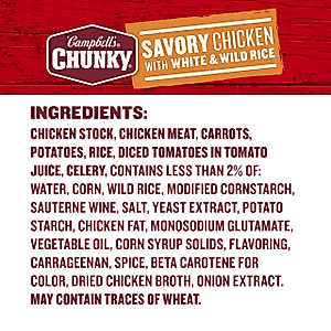 Campbell's Chunky Soup, Savory Chicken with White and Wild Rice Soup, 18.8 Oz Can (Case of 12)