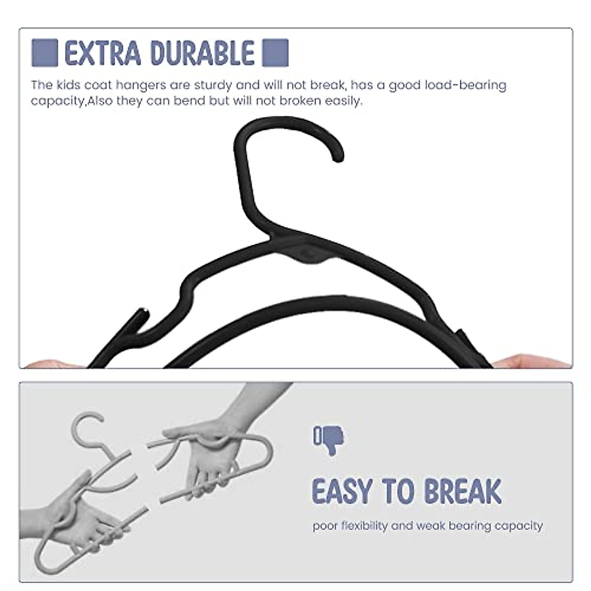 HOUSE DAY Kids Hangers 40 Pack, Premium Baby Hangers for Closet, Slim Plastic Hangers Cute Infant Hangers, Durable Kids Clothes Hanger Toddler Hangers, Childrens Hangers Baby Hangers for Nursery Black