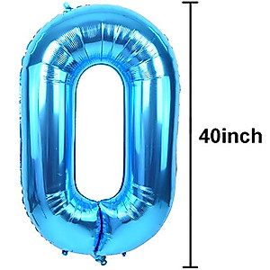40 Inch Blue Large Numbers Balloon 0-9(Zero-Nine) Birthday Party Decorations,Foil Mylar Big Number Balloon Digital 3 for Birthday Party,Wedding, Bridal Shower Engagement Photo Shoot, Anniversary