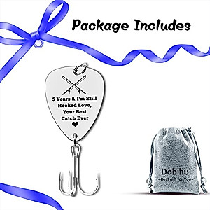 5 Year Anniversary Hook Gift Wedding Anniversary Fishing Lure Gifts for Him Her Fisherman Gifts for Husband Boyfriend 5th Year Couple Anniversary Hook Gifts Birthday Christmas Valentines Day Gifts