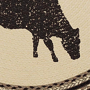 VHC Brands Sawyer Mill Small Jute Half Circle Area Rug Farmhouse Solid, Entryway Kitchen Doormat Non Skid Pad 16.5x33 (Cow)