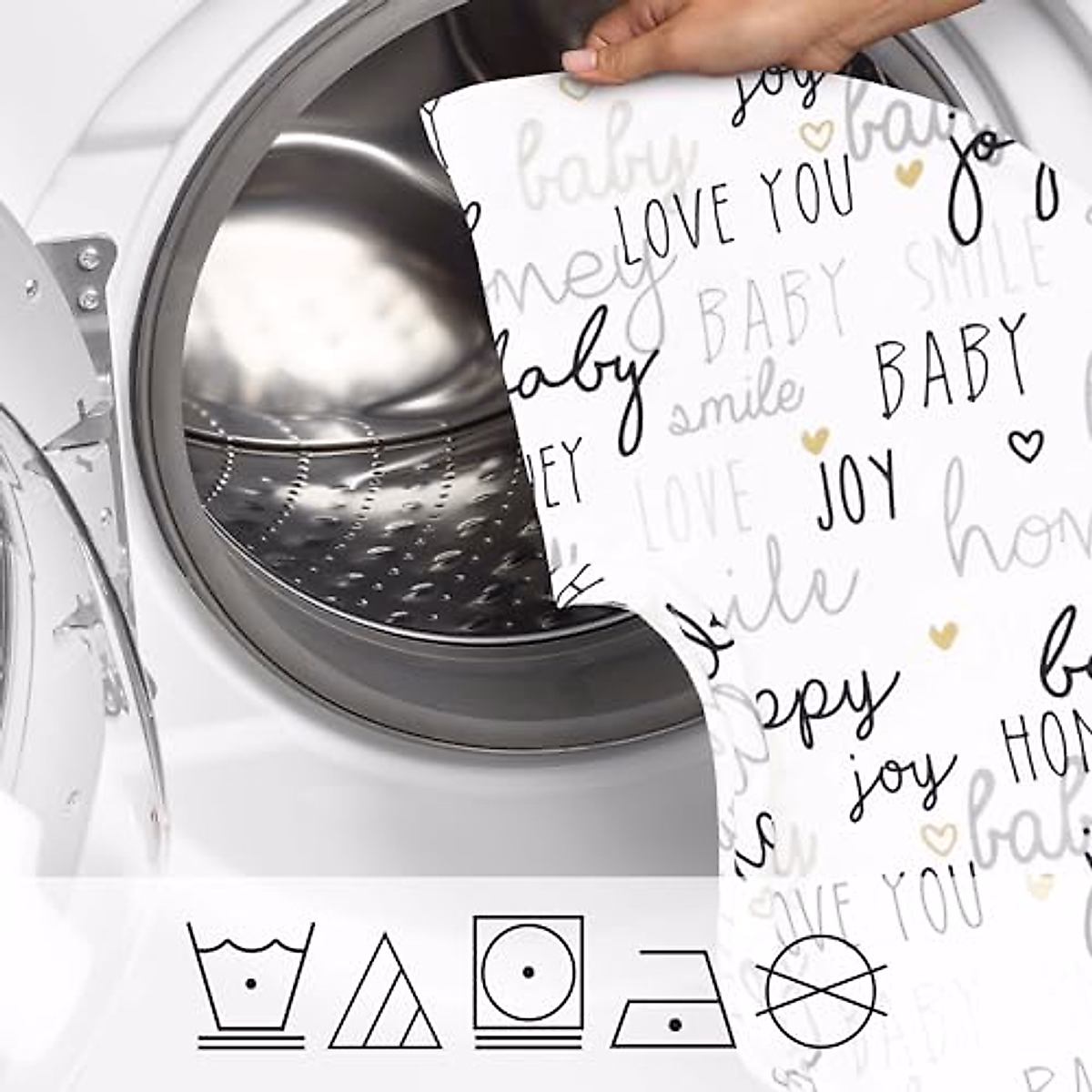 Boppy Nursing Pillow Original Support, Baby Love Black White Gold, Ergonomic Nursing Essentials for Bottle and Breastfeeding, Firm Fiber Fill, with Removable Nursing Pillow Cover, Machine Washable