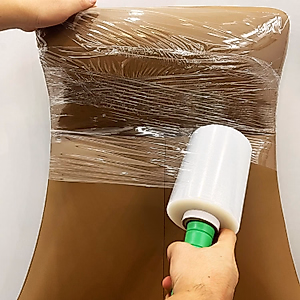 2-Pack Industrial Mini Clear Stretch Wrap Film 80 Gauge 5.1" 1000ft for Pallet Wrap with Plastic Handle,Durable Self-Adhering Packing,Moving,Packaging,Heavy Duty Shrink Film Chuangseed