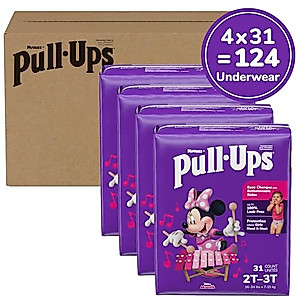 Pull-Ups Girls' Potty Training Pants, Size 2T-3T Training Underwear (16-34 lbs), 124 Count (4 packs of 31)