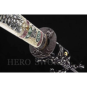 Spring Steel Blade Dragon Head Katana Handmade Full Tang Japanese Samurai Sword Real Battle Knives Very Sharp Highlander Sword