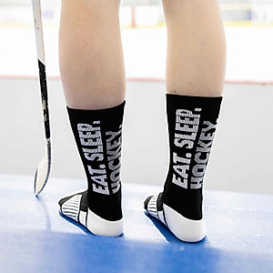ChalkTalkSPORTS Hockey Athletic Woven Mid-Calf Socks | Eat Sleep Hockey Socks | Size Small