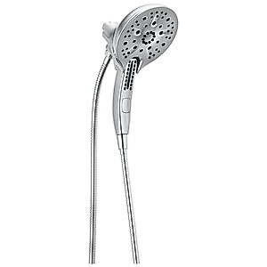 Delta Faucet 5-Spray In2ition 2-in-1 Dual Hand Held Shower Head with Hose, H2Okinetic Handheld Shower Head with Magnetic Docking, Chrome Handheld Shower Heads, Chrome 58620-25-PK, 2.5 GPM Water Flow