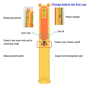 Smart Digital Height Measurement Tool Scale for Kids, Portable Infrared Body Height Stadiometer Measurement for Wall, Handheld Cordless Height Measuring Device for Children