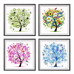 LOMTRATS Stamped Cross Stitch Kits 11CT Embroidery Starter Kit DIY Needlework Craft Tree of Life Autumn for Beginner or Novice