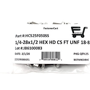 1/4-28x1/2 Stainless Steel Hex Cap Screws FT Hex Bolts 18-8 (UNF) FINE THREAD (25 pcs)