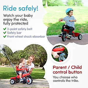 smarTrike Breeze Toddler Tricycle for 1,2,3 Year Olds - 3 in 1 Multi-Stage Trike, Red