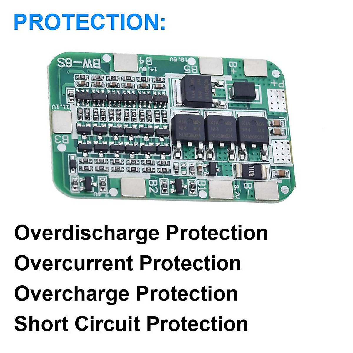 DAOKI 2PCS 6S 15A 24V Lithium Battery Protection Board 18650 Charger Module BMS PCB Protection Board for Li-ion Lithium Battery Cell with Nickel Strip