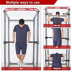 SYL Fitness Dip Bar Attachments for 2" x 2" or 3" x 3" Power Rack - Narrow & Wide Dips Double Handles (Patent Pending) (For 2" x 2" Rack)